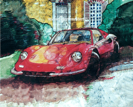 1969 Ferrari Dino Man Cave Art Classic Cars Fathers Day | Etsy