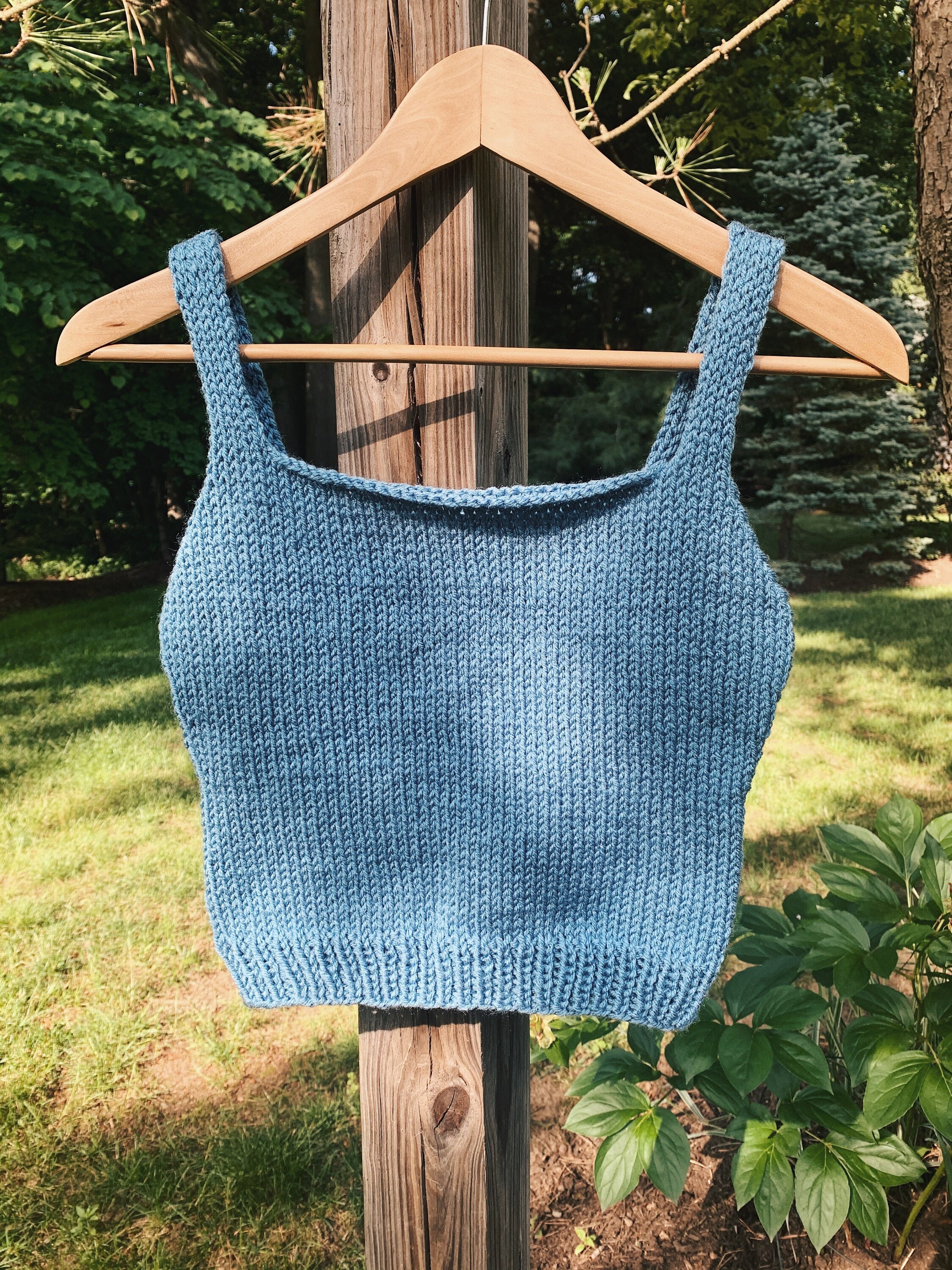 Blue Knit Tank, Knit Summer Shirt, Crop Top, Knit Crop Top - Etsy