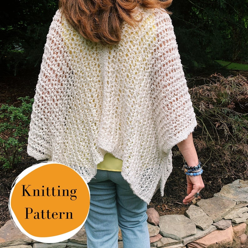 Knitting Pattern – Open Knit Cardigan, Kimono Style Summer Sweater ...