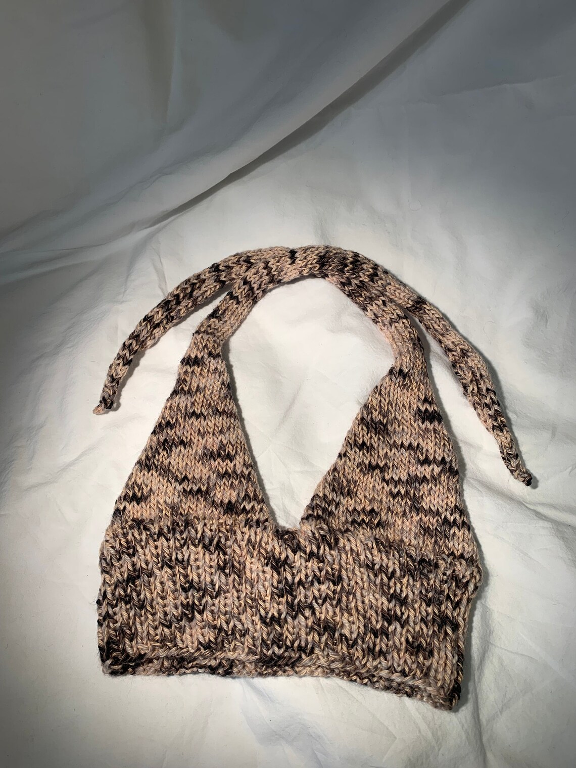 Tie Halter Top, Knit Bathing Suit Top, Multicolor Knit Halter Top, Knit ...