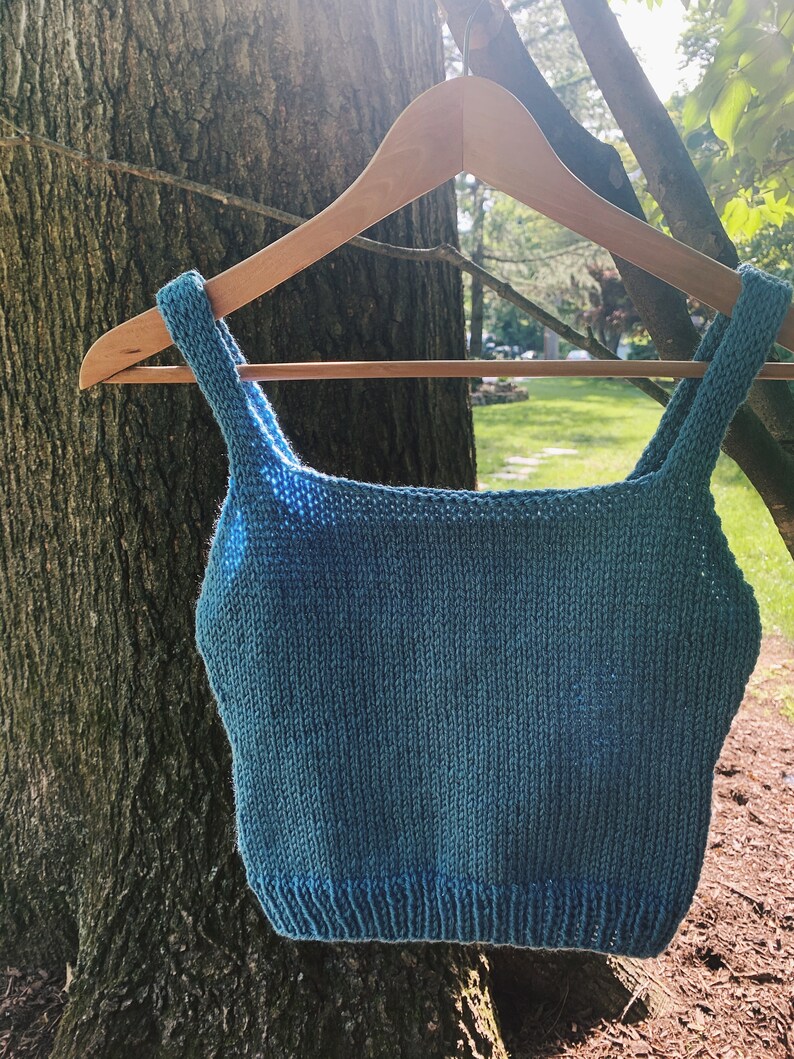 Blue Knit Tank, Knit Summer Shirt, Crop Top, Knit Crop Top - Etsy
