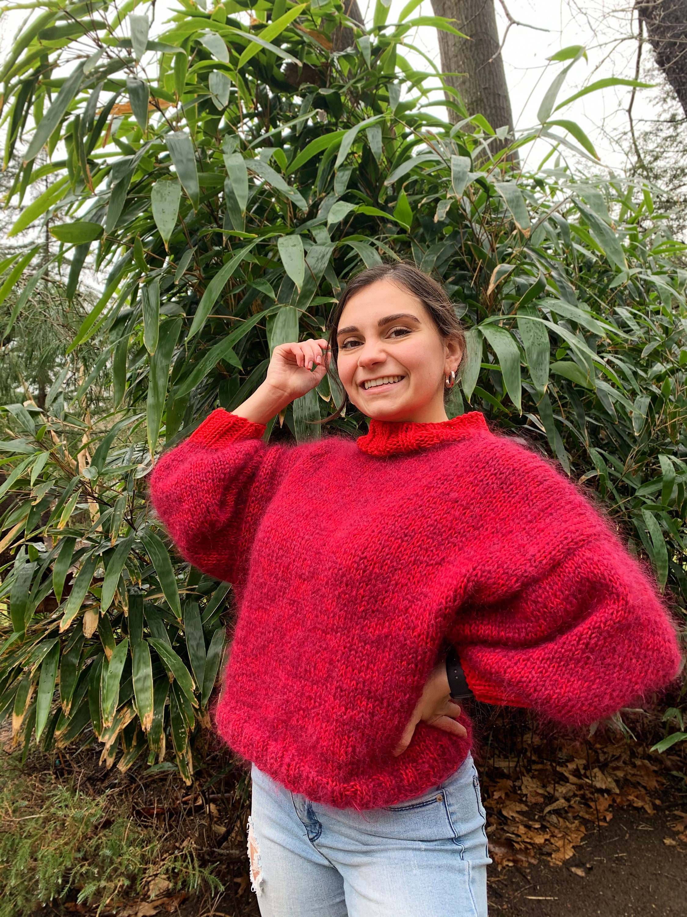 Very Berry Sweater, Mohair Knit Sweater, Red Knit Sweater, Winter ...