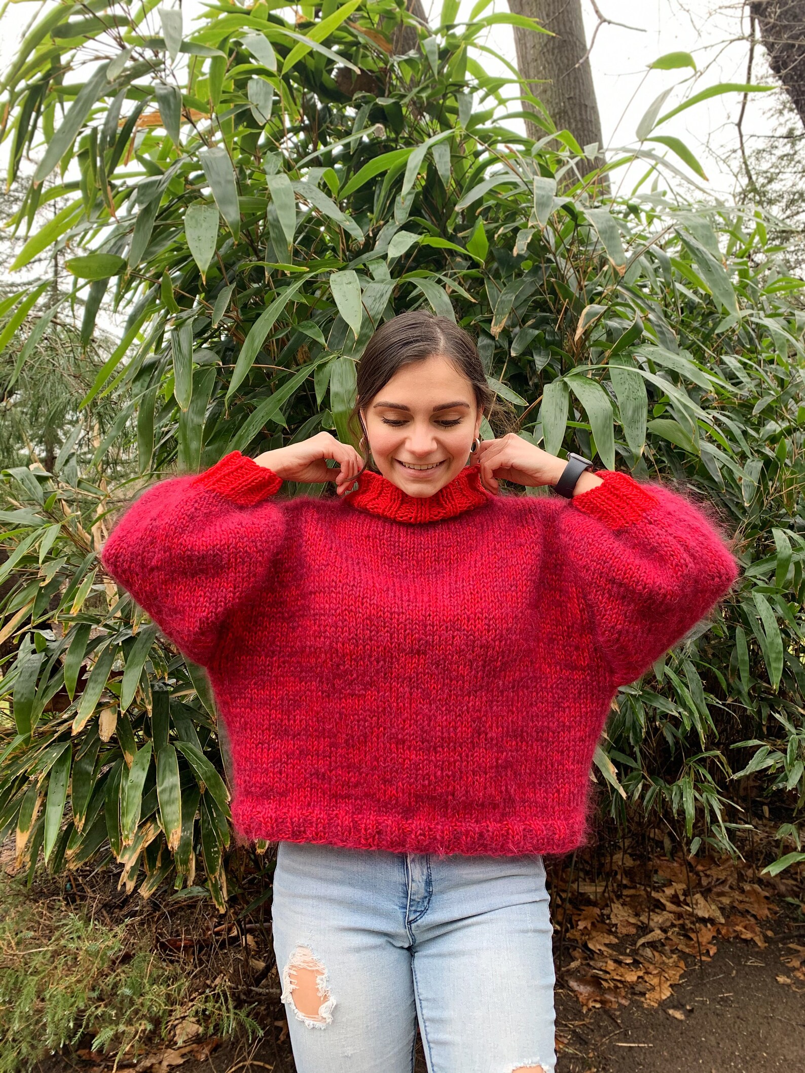 Very Berry Sweater, Mohair Knit Sweater, Red Knit Sweater, Winter ...