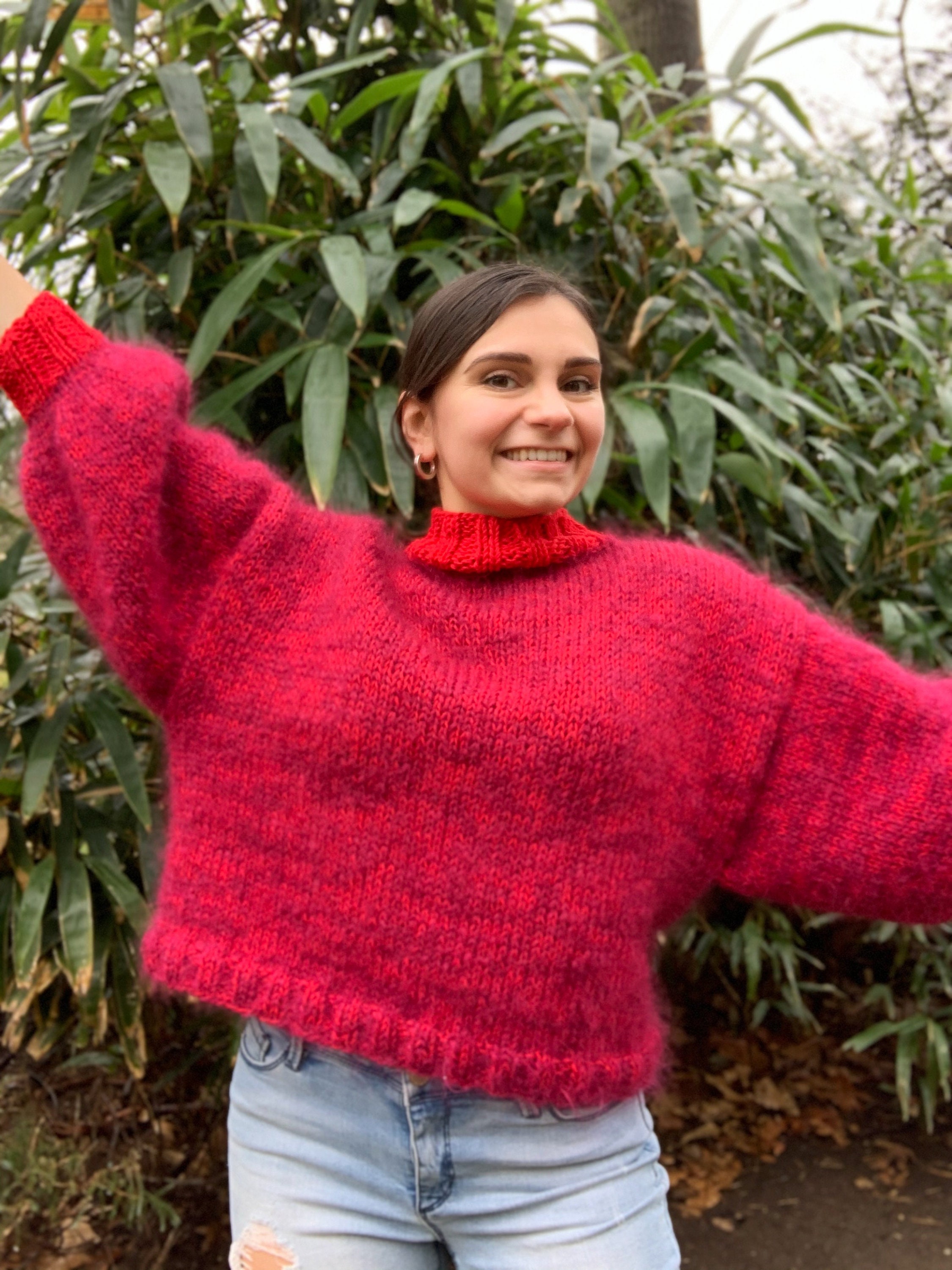 Very Berry Sweater, Mohair Knit Sweater, Red Knit Sweater, Winter ...