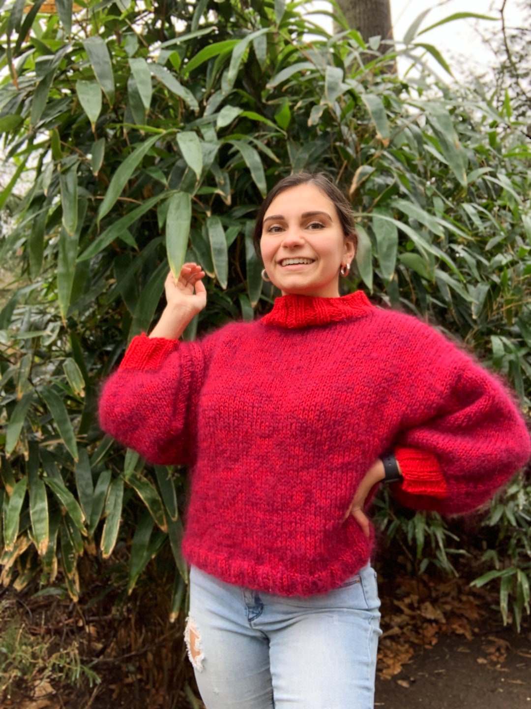 Very Berry Sweater, Mohair Knit Sweater, Red Knit Sweater, Winter ...