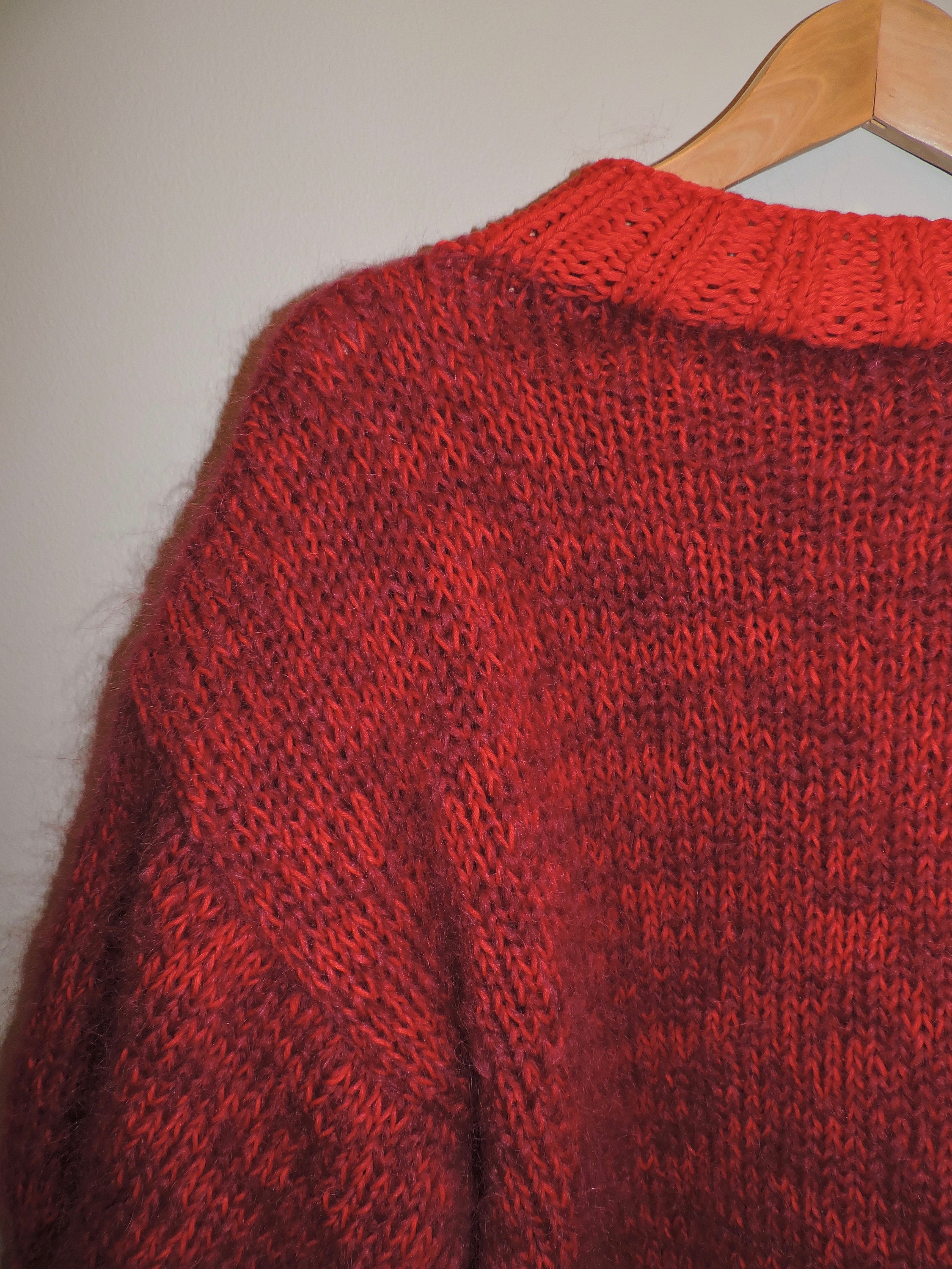 Very Berry Sweater, Mohair Knit Sweater, Red Knit Sweater, Winter ...