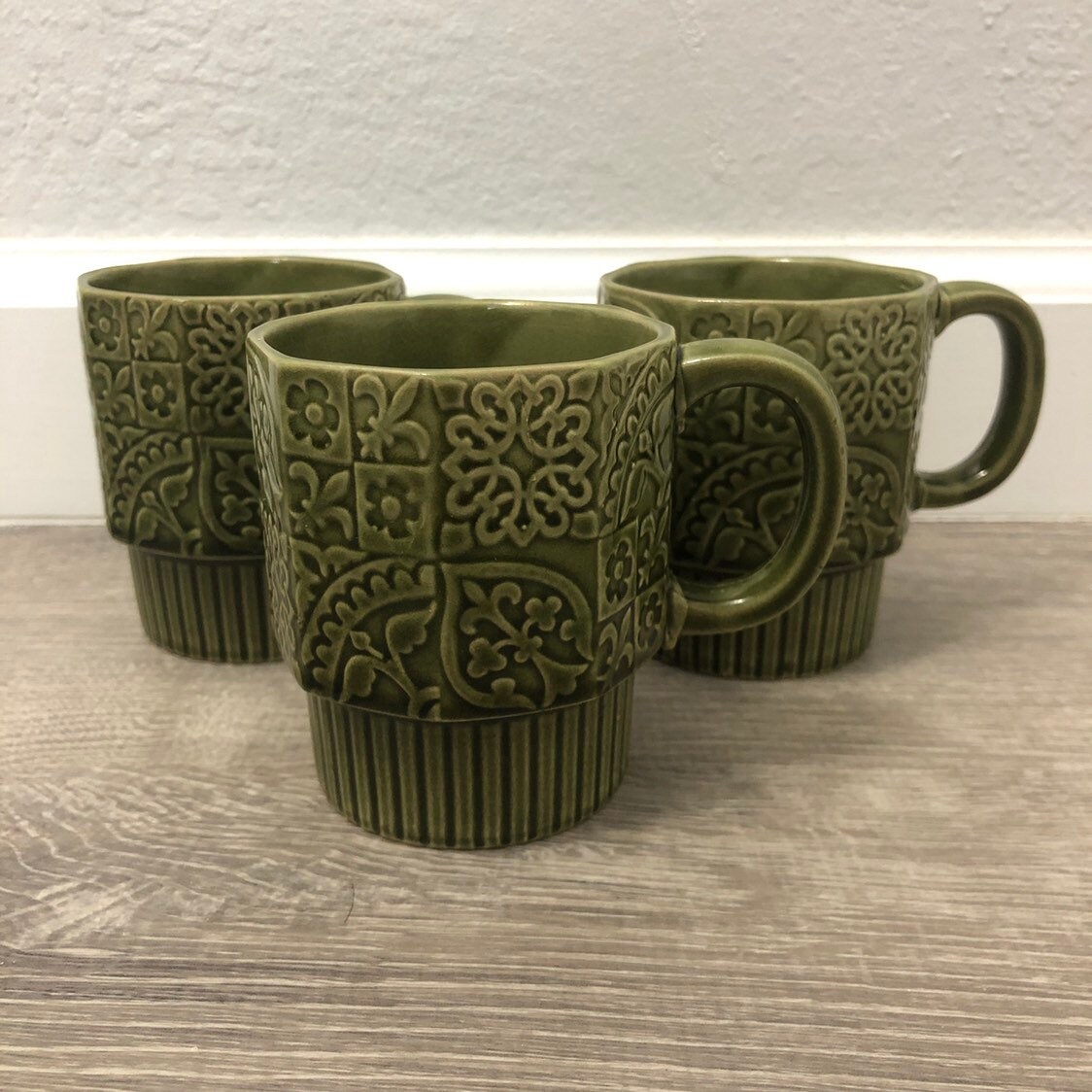 Kitchen & Dining Vintage Ceramic Mugs Retro 70's Stoneware Woven Basket ...