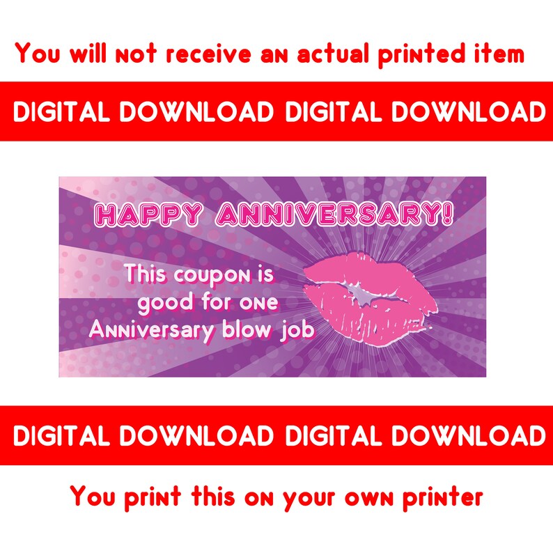 Adult Content Birthday Blow Job Digital Download Coupon Instant Digital