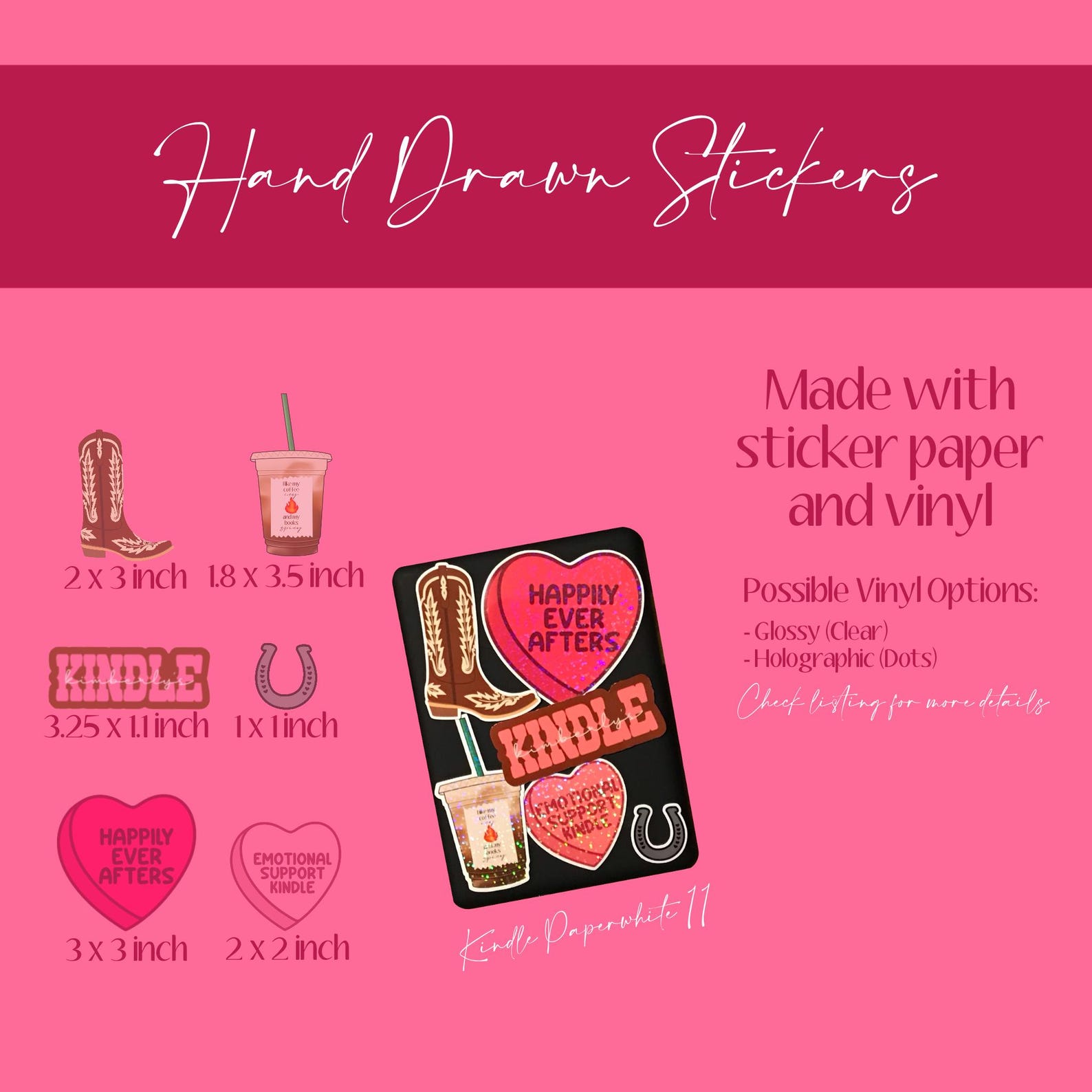 Custom Candy Conversation Hearts Bookish Kindle Sticker, Personalized ...
