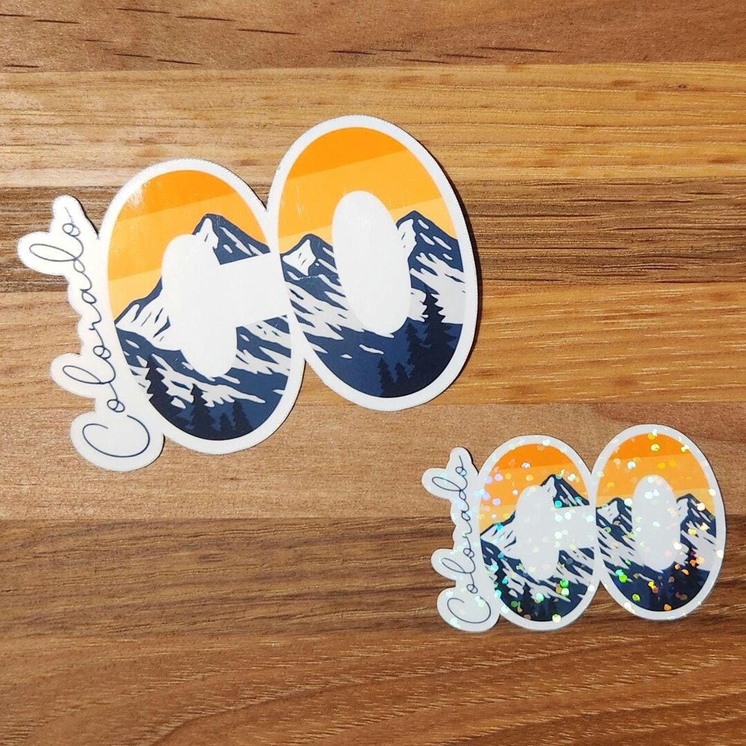 Colorado State Blue and Orange Sticker, CO Abbreviation With Mountains ...