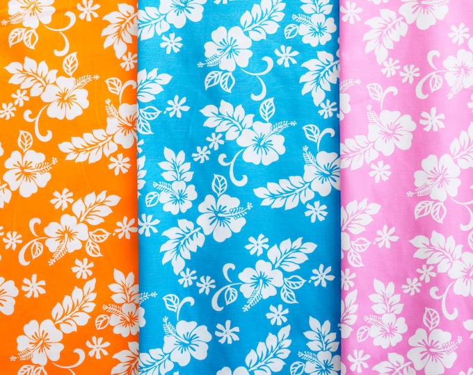 Hawaiian Hibiscus Fabric Pretty Pastel Hawaiian Hibiscus Print by ...