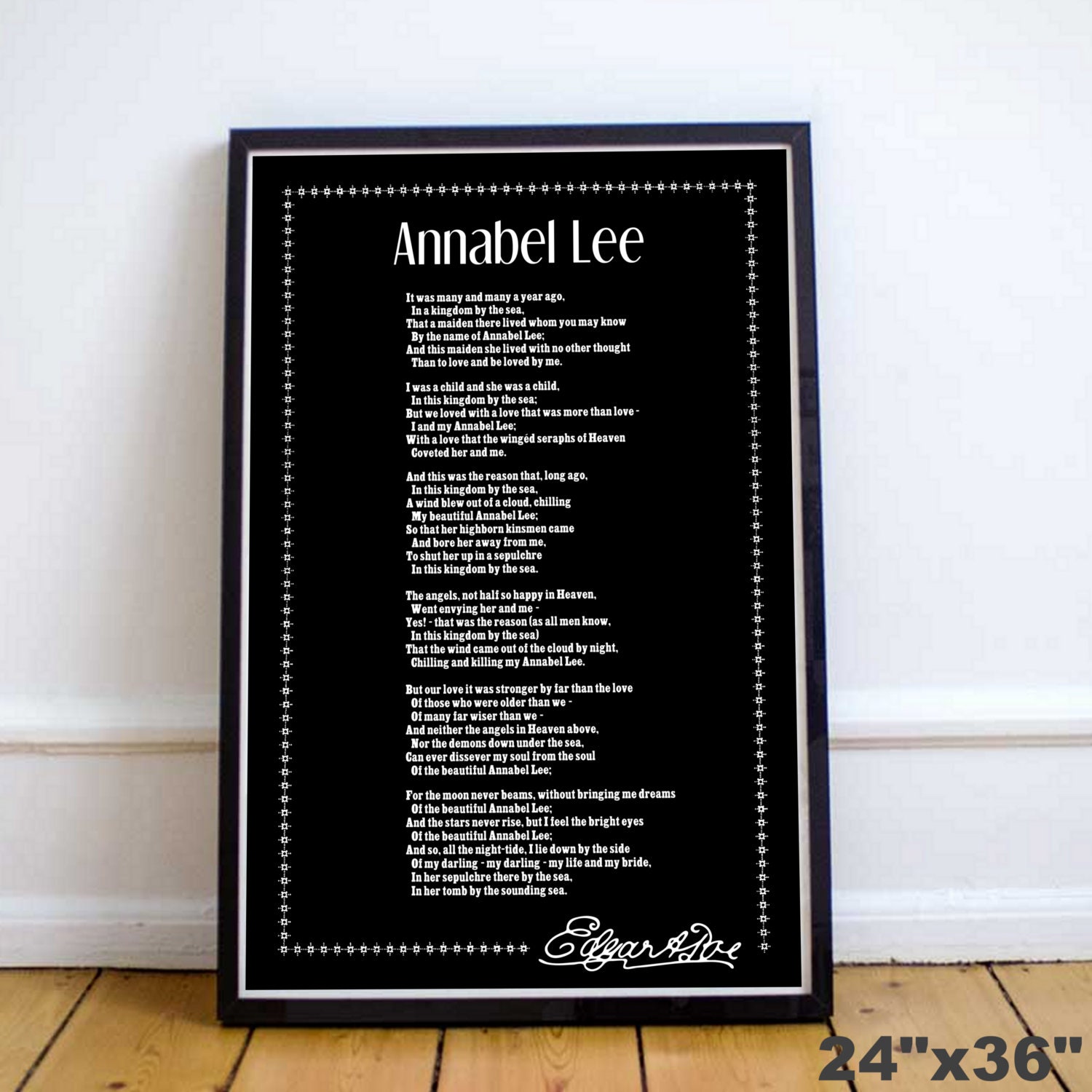 Annabel Lee Edgar Allan Poe / Love and Loss Poem Wall Art | Etsy