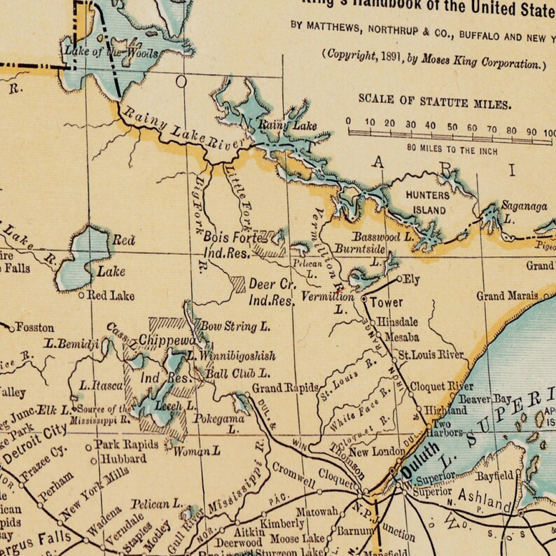 Map of 1891 Minnesota / New Poster Print Wall Art 12x18 20x30 | Etsy