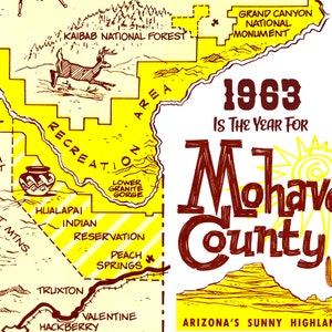 Mohave County Arizona 1963 Map Poster Print Retro Wall Art / 11x14 ...