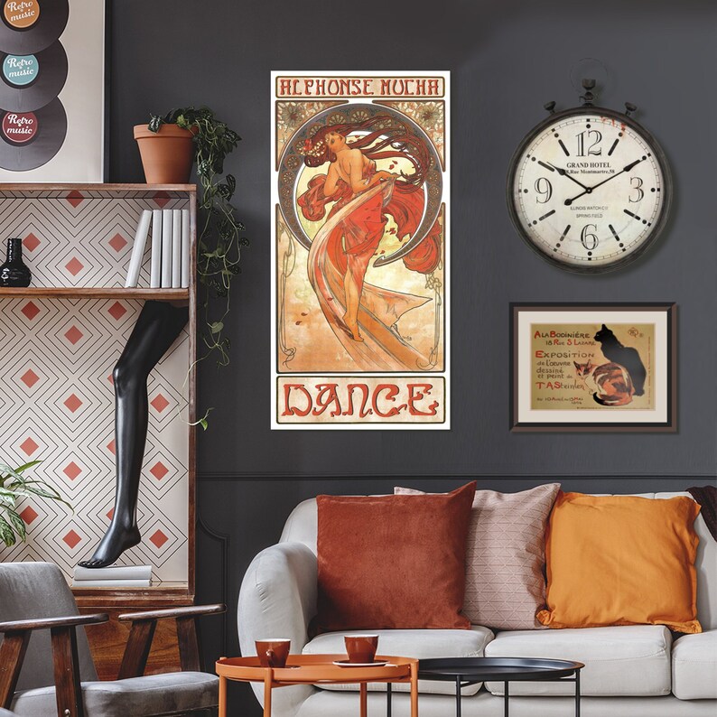 Art Nouveau Dance Alphonse Mucha Poster / Tall Wall Art Print 8x16 ...