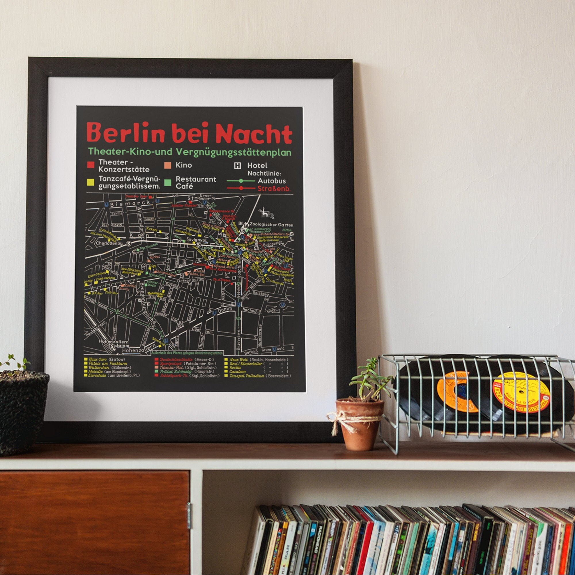 1960s Berlin by Night Map Print / Nightclubs Cafes Restaurants Theaters ...
