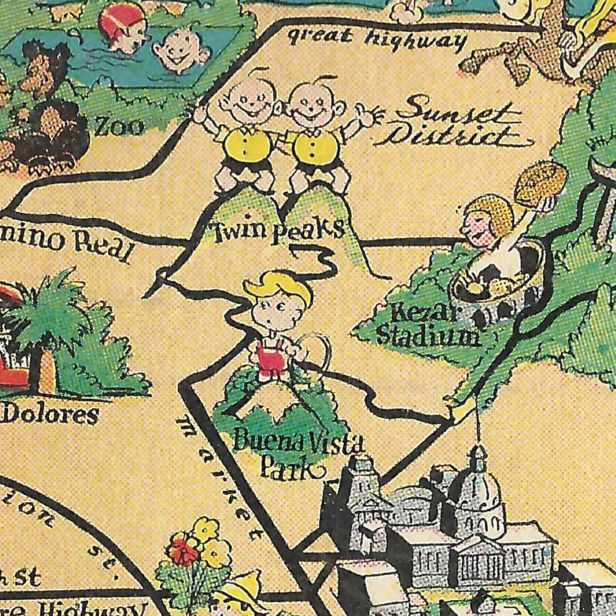 1936 San Francisco Cartoon Map Print / California Pre-ww2 Ruth - Etsy