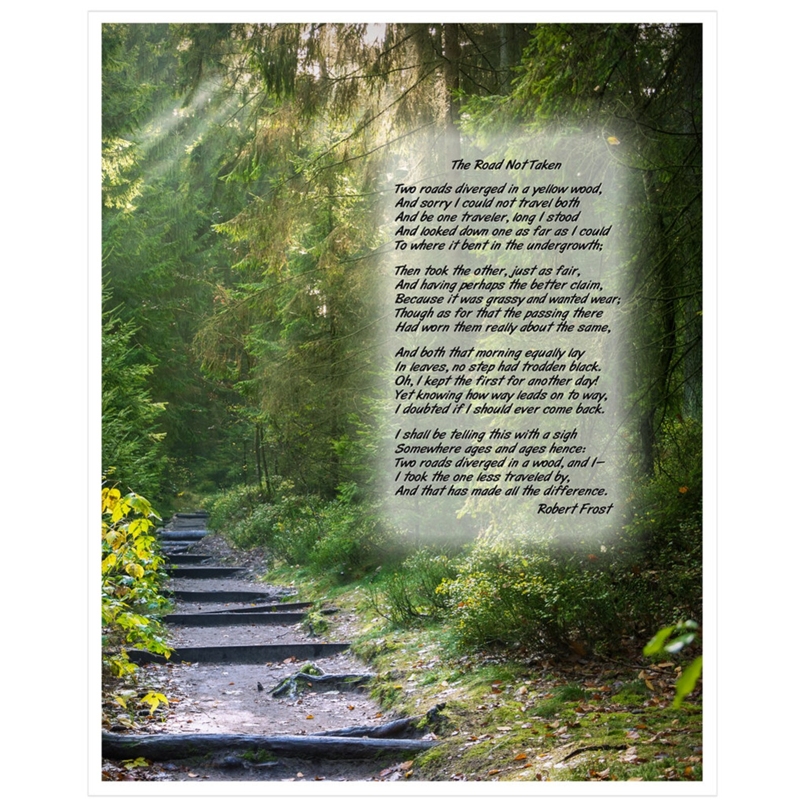 The Road Not Taken Print / Robert Frost Poem Print Wall Art / 8x10 ...