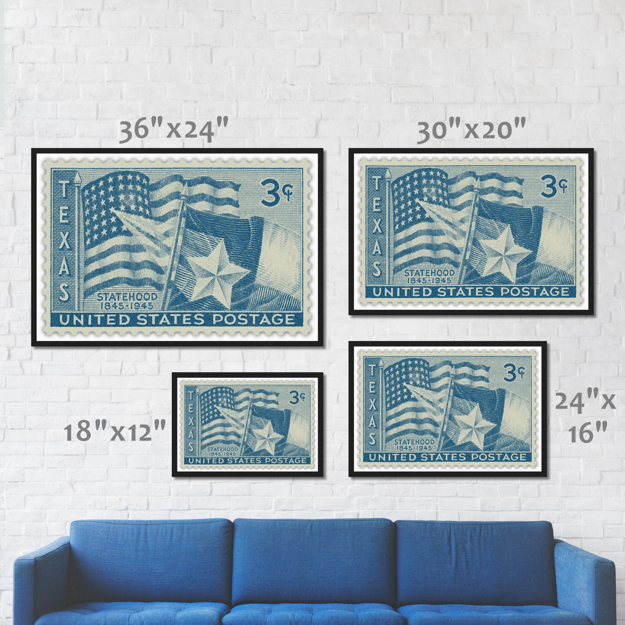 1957 Texas Postage Stamp Poster / New Print Wall Art 18x12 | Etsy