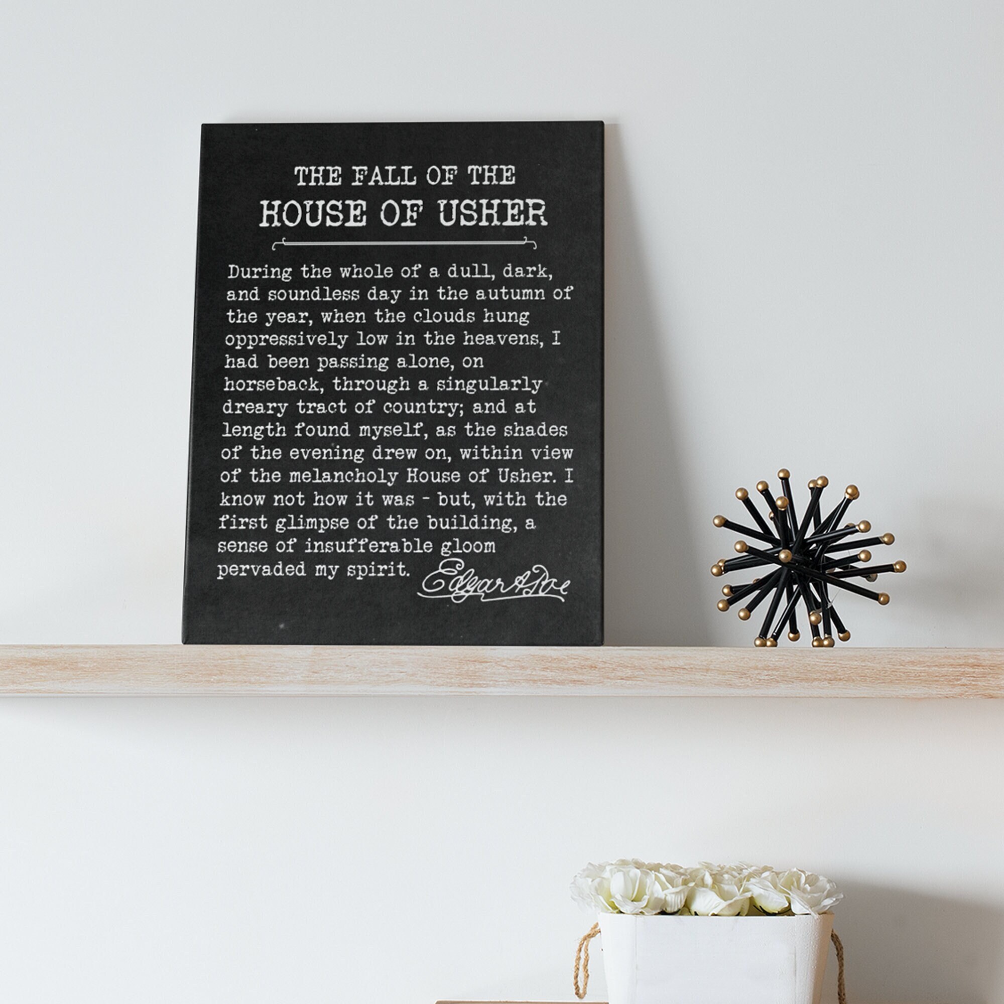 Edgar Allan Poe House of Usher Canvas Wrap / Gothic Literature Wall Art ...