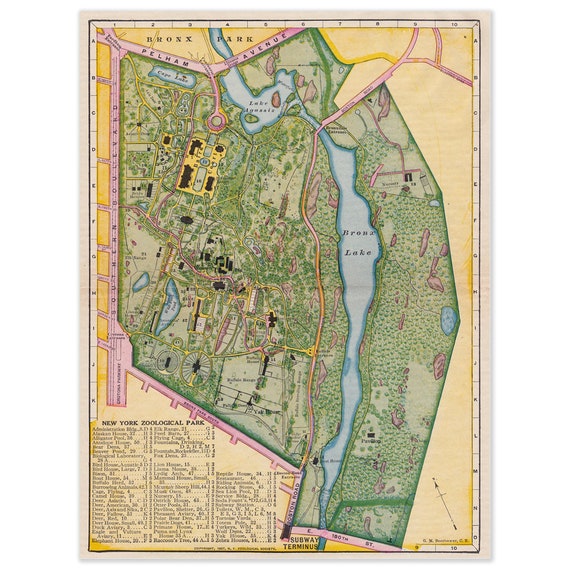 Map Of Bronx Zoo Print