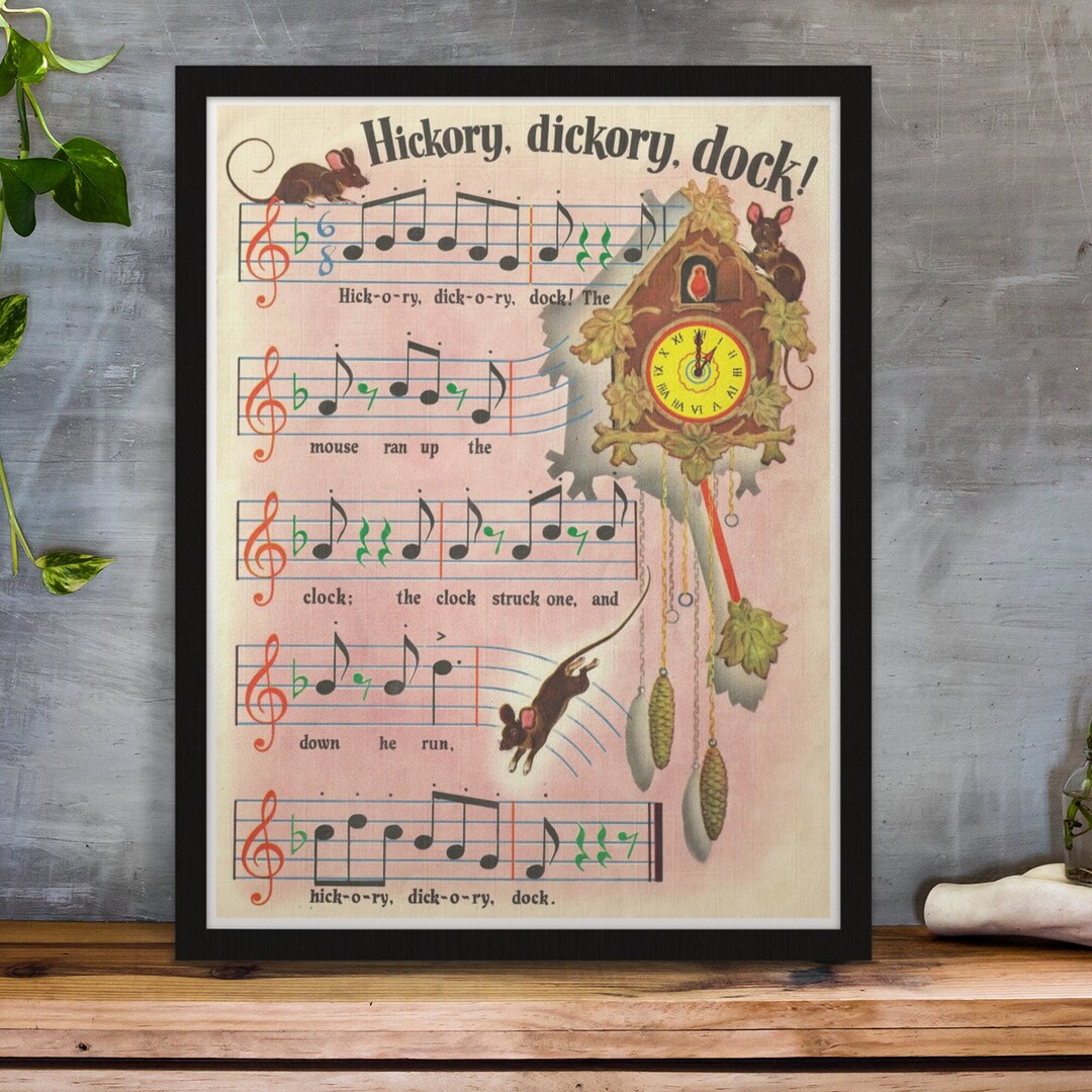 Hickory Dickory Dock Poster Print / Children's Nursery Rhyme Wall Art ...