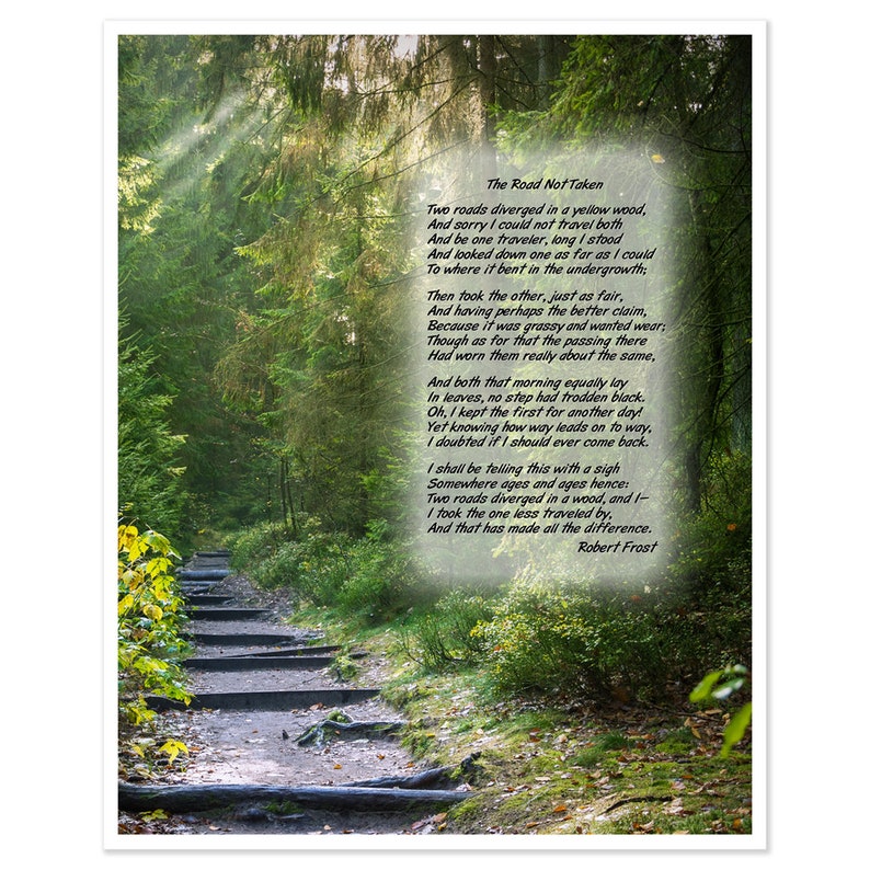 The Road Not Taken Print / Robert Frost Poem Print Wall Art / | Etsy