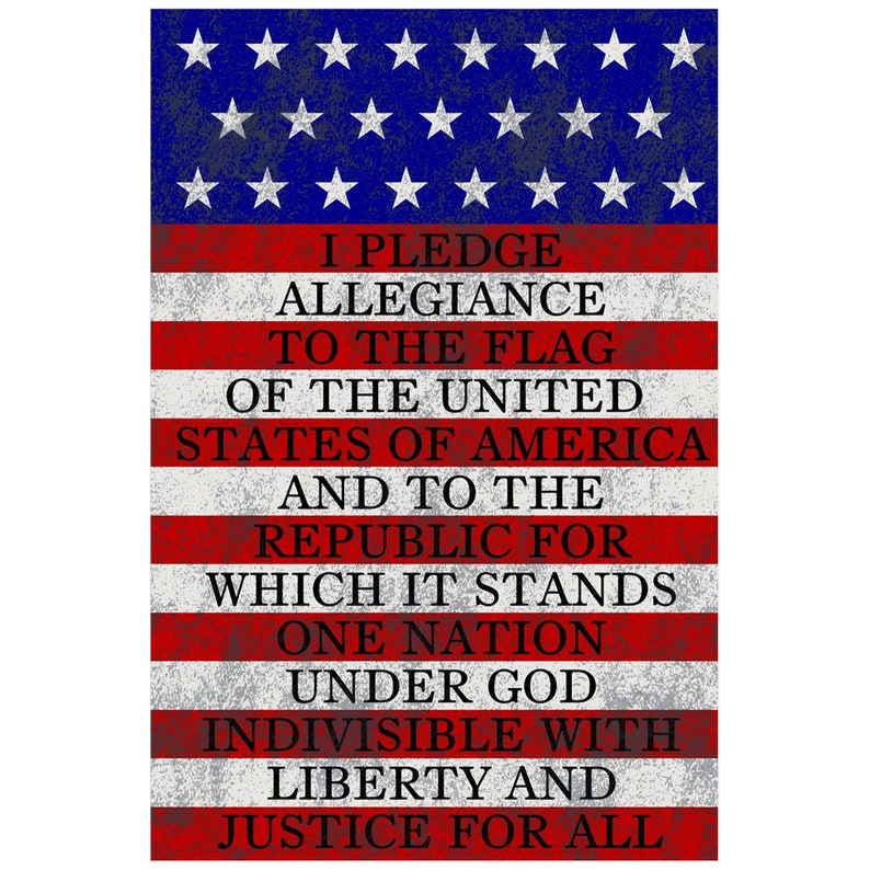 Patriotic Pledge of Allegiance Flag Poster Print Wall Art 12x18 16x24 ...
