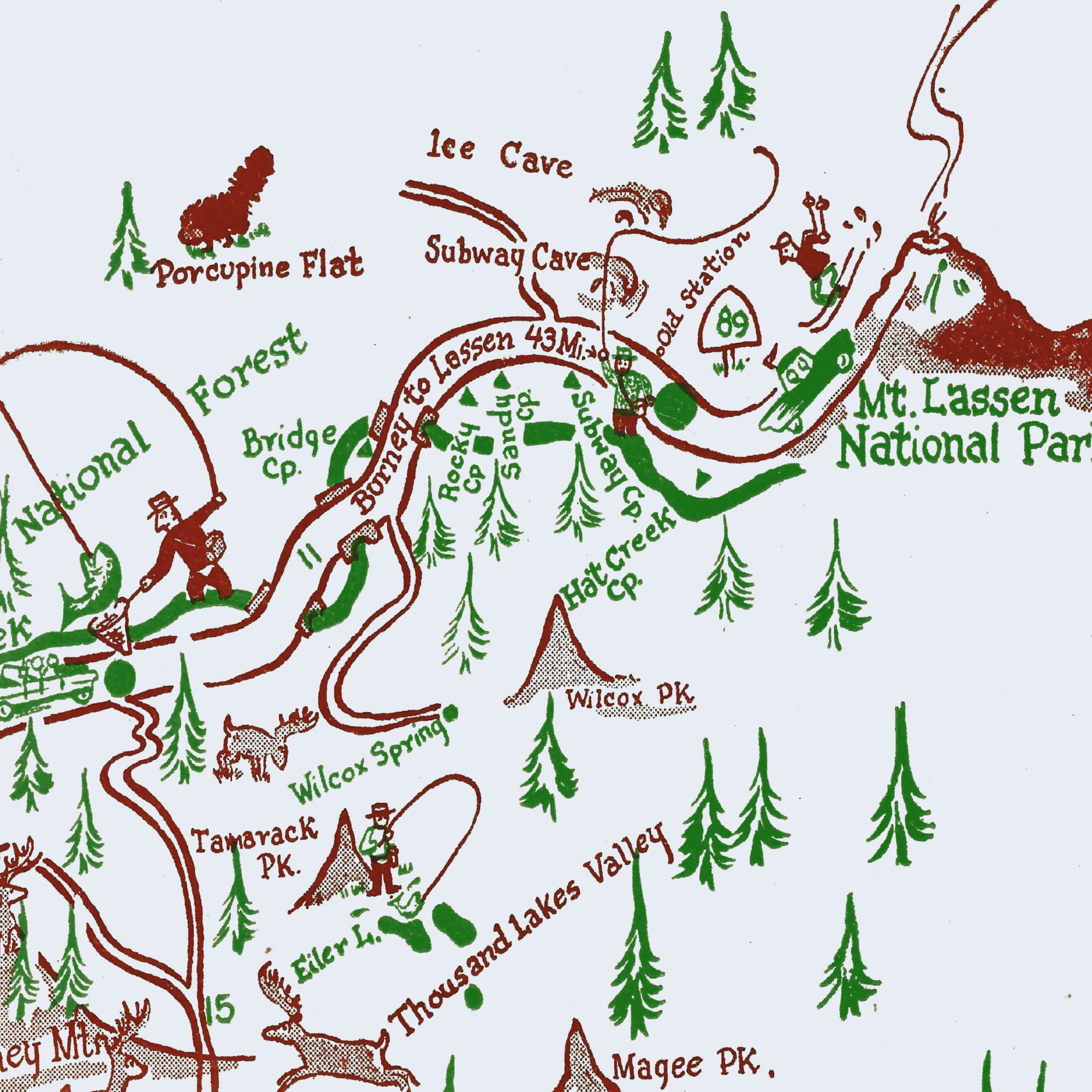 Burney Shasta County Pictorial Map 1950s / Mt Shasta Lassen - Etsy