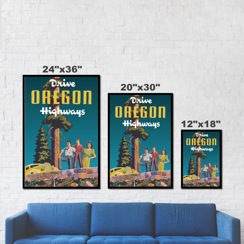 Retro Oregon Travel Poster / Vintage 1930s Drive Oregon - Etsy