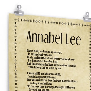 Annabel Lee Edgar Allan Poe / Love and Loss Poem Wall Art Print Poster ...