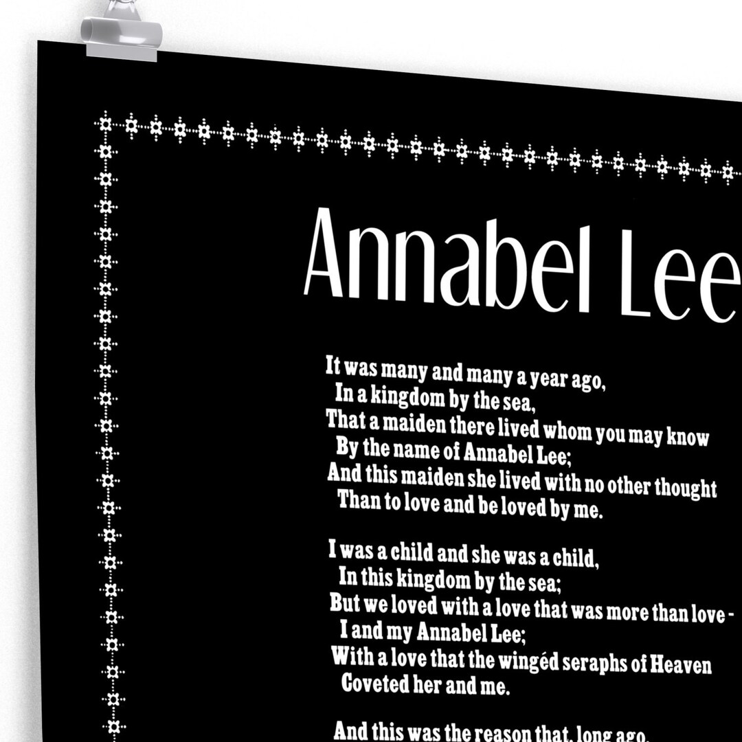 Annabel Lee Edgar Allan Poe / Love and Loss Poem Wall Art Print Poster ...