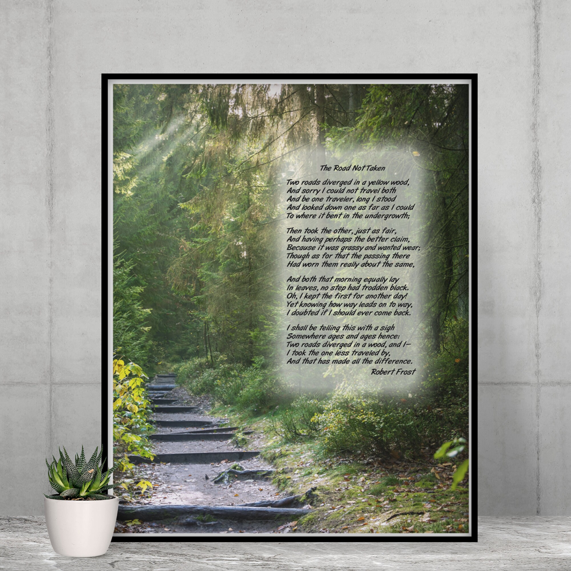 The Road Not Taken Print / Robert Frost Poem Print Wall Art / 8x10 ...