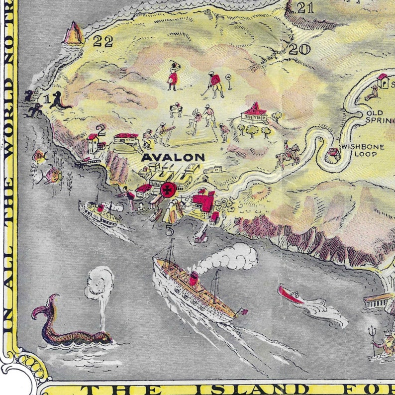 Vintage Catalina Island Map Poster / 1927 California Tourist - Etsy