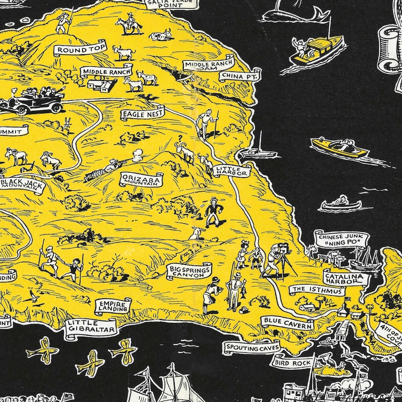 1929 Catalina Island Map Poster / Pictorial Cartoon Map Wall Art - Etsy