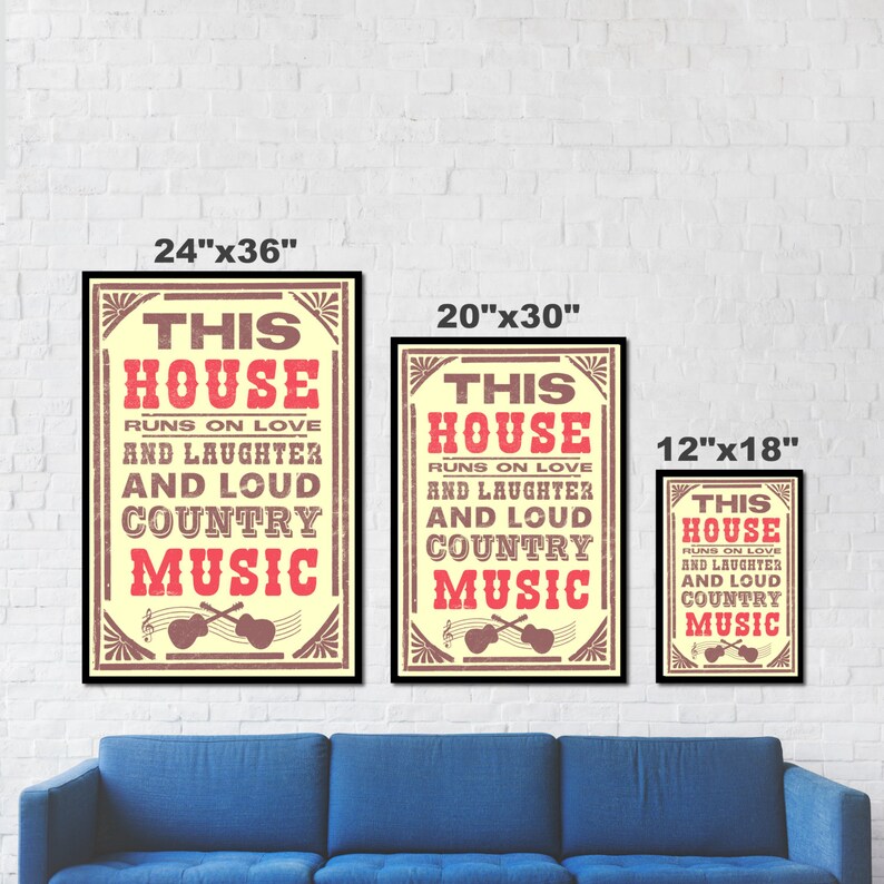 Love Laughter and Loud Country Music Poster Print / Wall Art 12x18 ...