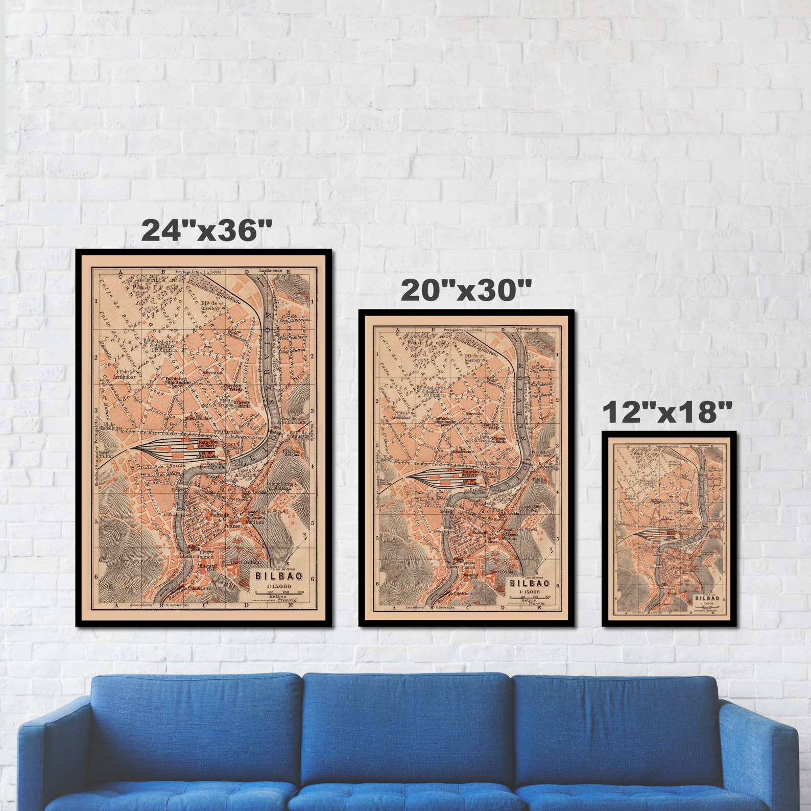 Map of 1913 Bilbao Spain / New Poster Print Wall Art 12x18 20x30 24x36 ...