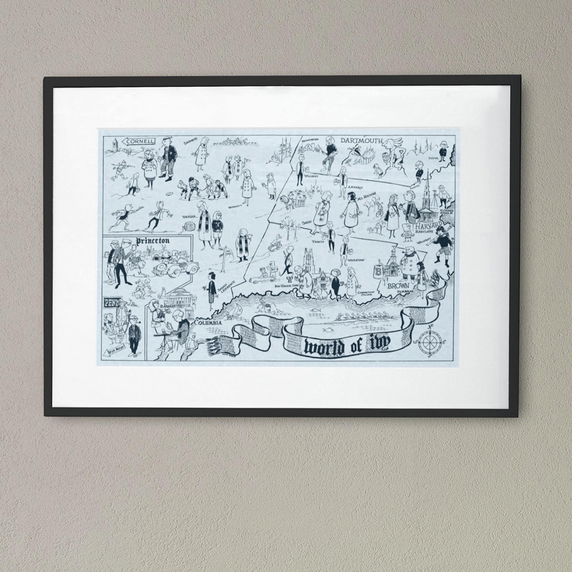 1958 Ivy League Pictorial Map / New Cartoon Map Ivy League - Etsy