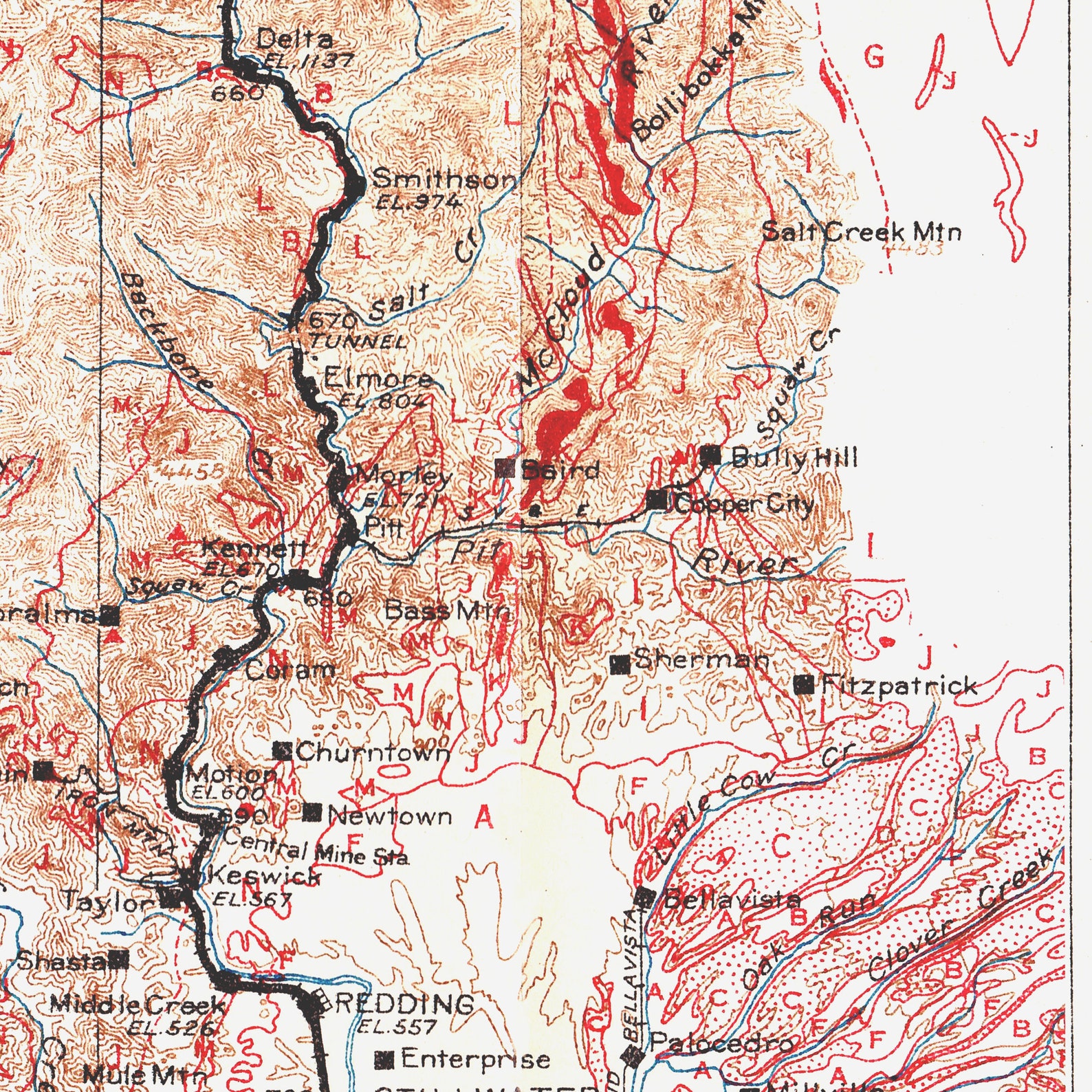 Redding California 1915 Map Shasta County Railroad Route Map - Etsy Canada