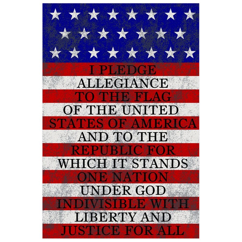 Patriotic Pledge of Allegiance Flag Poster Print Wall Art 12x18 16x24 ...