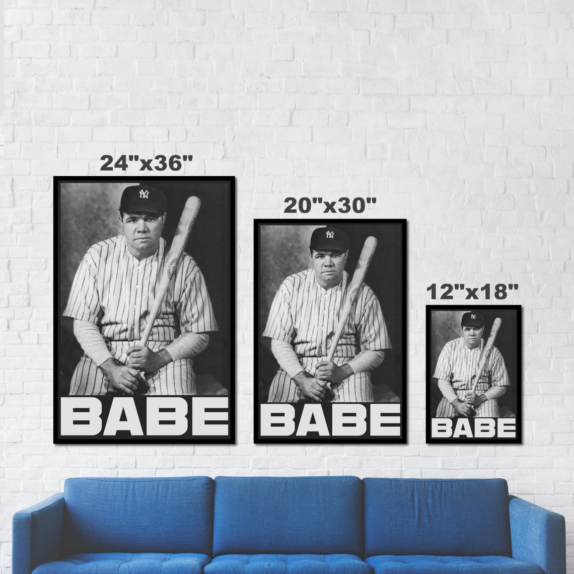 Babe Ruth Poster Print / New York Baseball 12x18 20x30 24x36 - Etsy
