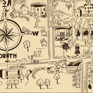 1940 Ohio University Campus Map Print / Cartoon Map Picture Map 18x12 ...