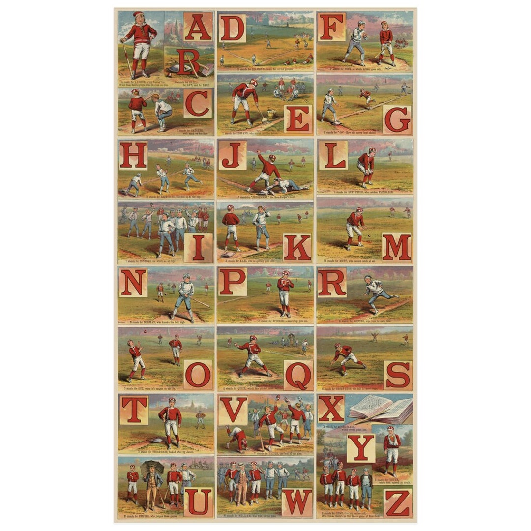 1885 Baseball Abcs Poster / Vintage Base Ball Children's Alphabet Print ...