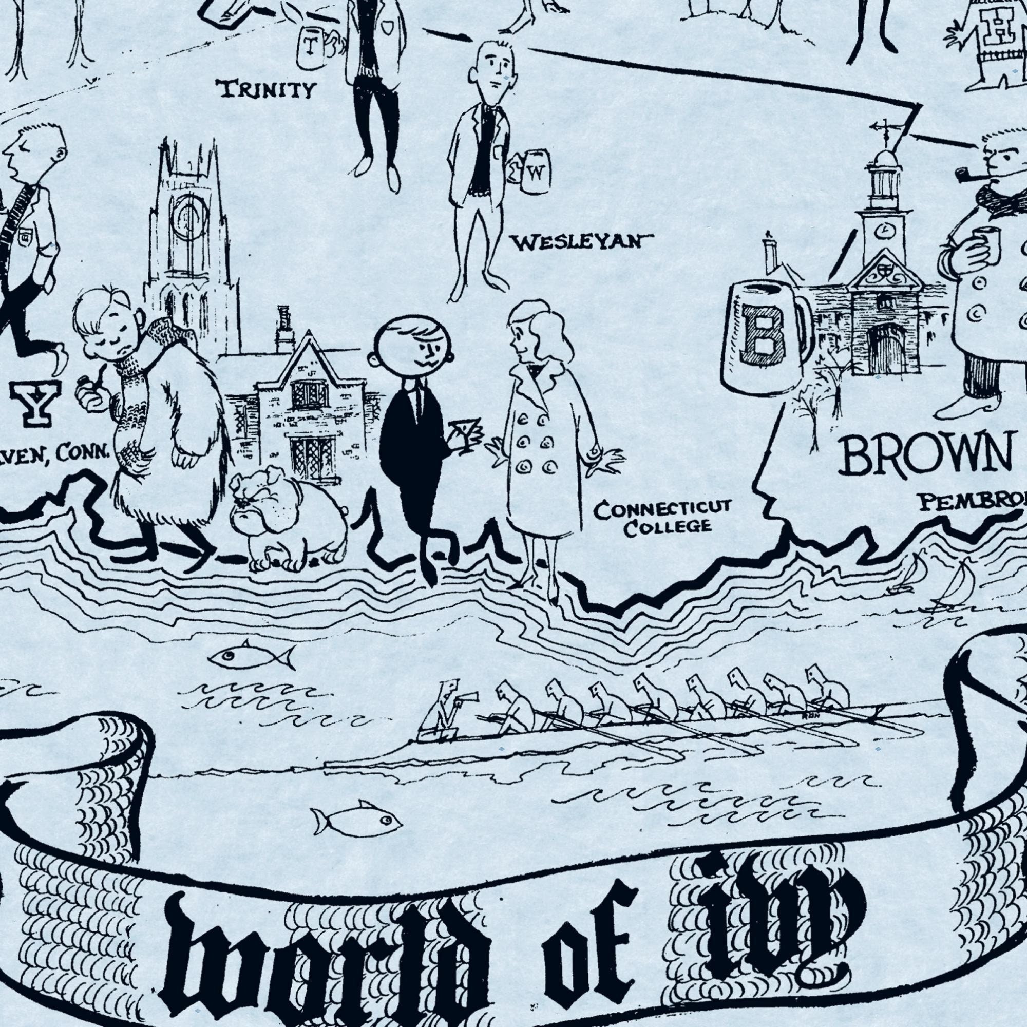 1958 Ivy League Pictorial Map / New Cartoon Map Ivy League Fifties - Etsy