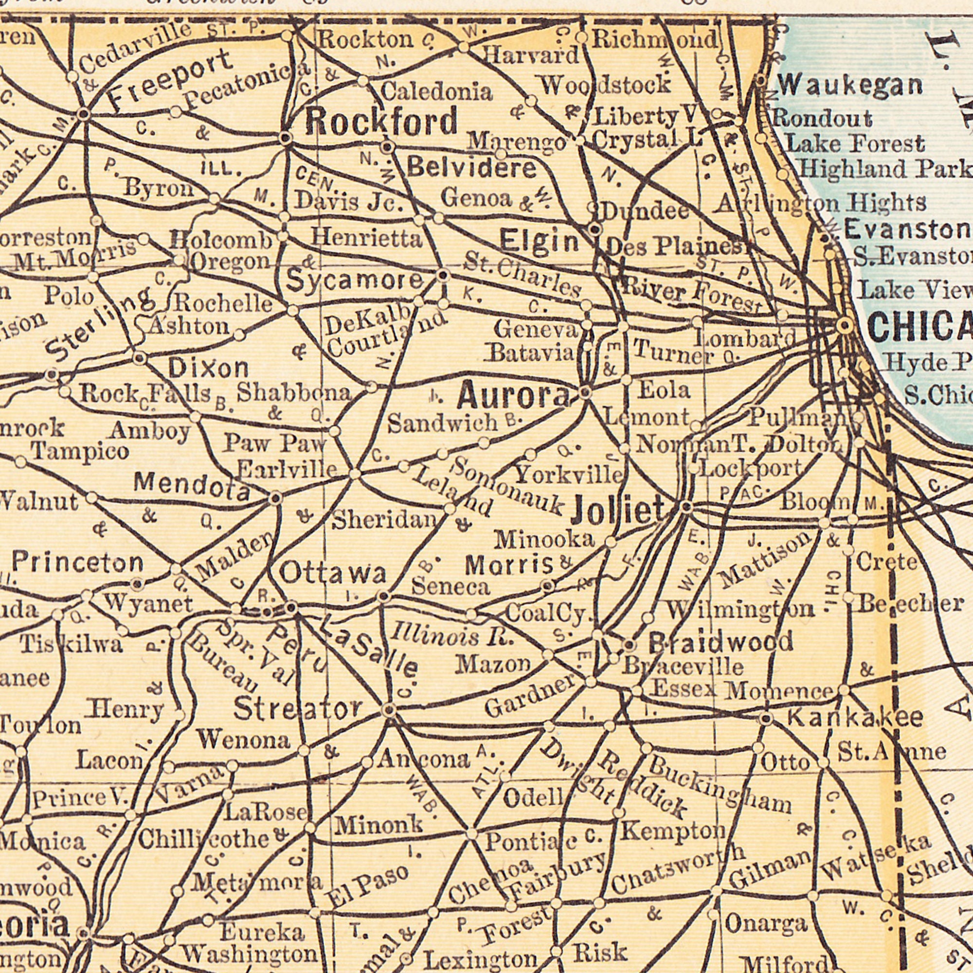 Map of 1891 Illinois / New Poster Print Wall Art 12x18 20x30 24x36 ...