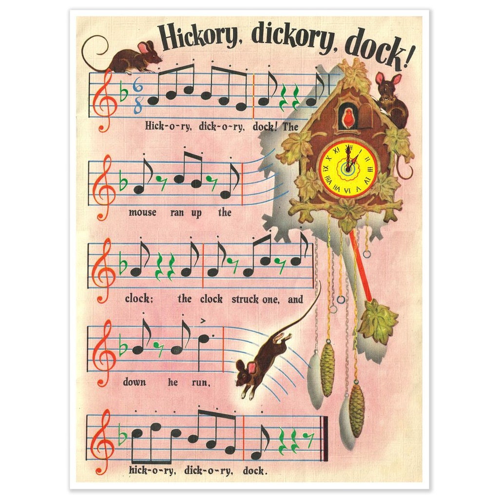 Hickory Dickory Dock Poster Print / Children's Nursery - Etsy