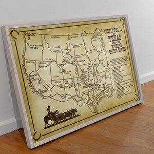 Cattle Trails of Texas Poster / History Wall Art Print Chisholm ...