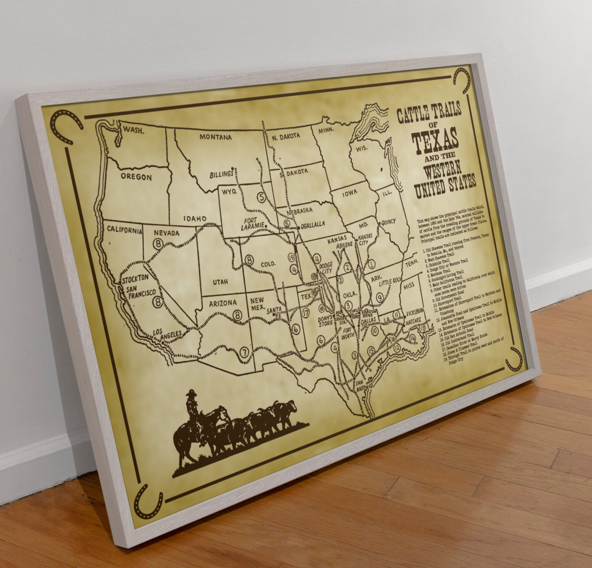 Cattle Trails of Texas Poster / History Wall Art Print Chisholm ...