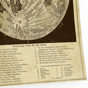 Vintage Moon Wall Art Print / Lunar Astronomy Geography Chart Poster ...