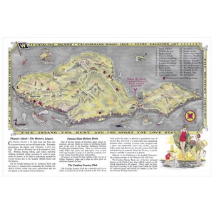 Vintage Catalina Island Map Poster / 1927 California Tourist Map Wall ...